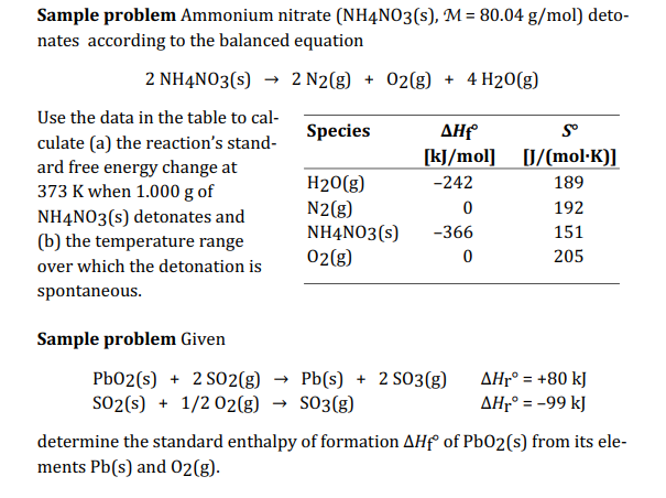 Solved Sample problem Ammonium nitrate (NH4NO3(s), M = 80.04 | Chegg.com