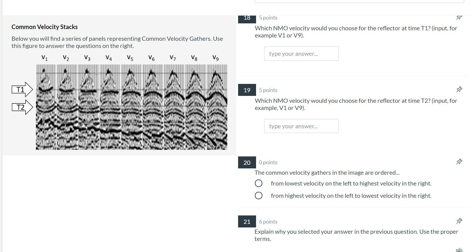 Solved 18 5 points Common Velocity Stacks Which NMO velocity | Chegg.com