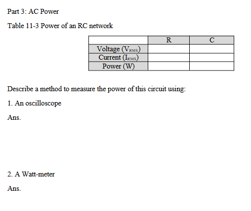 Solved PART 3: AC Power for Sine Inputs 1. Build the | Chegg.com