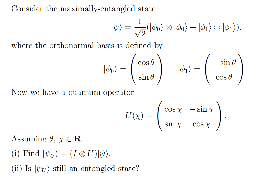 Solved Consider the maximally-entangled state 1 |) (100) ® | Chegg.com