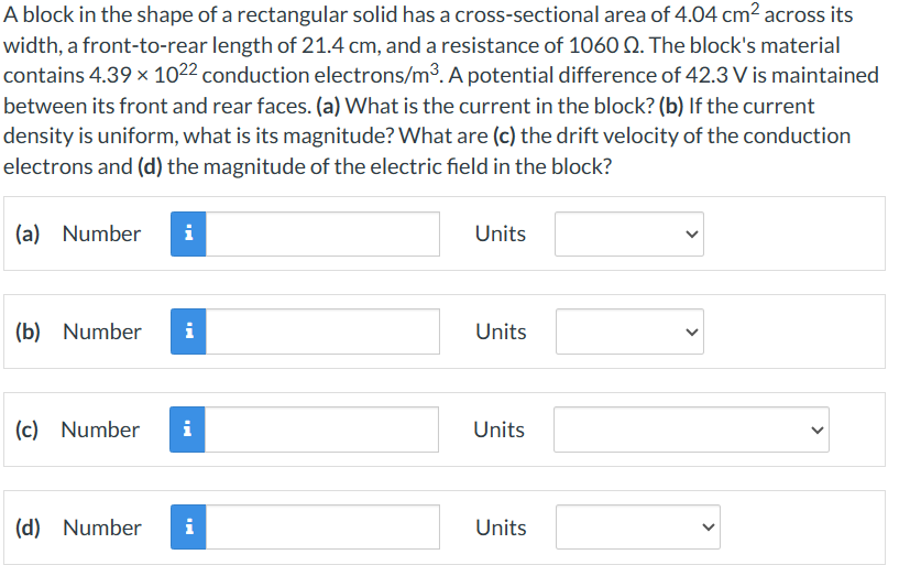 Solved A block in the shape of a rectangular solid has a | Chegg.com