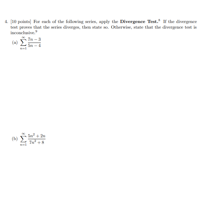 Solved 4. [10 points) For each of the following series, | Chegg.com