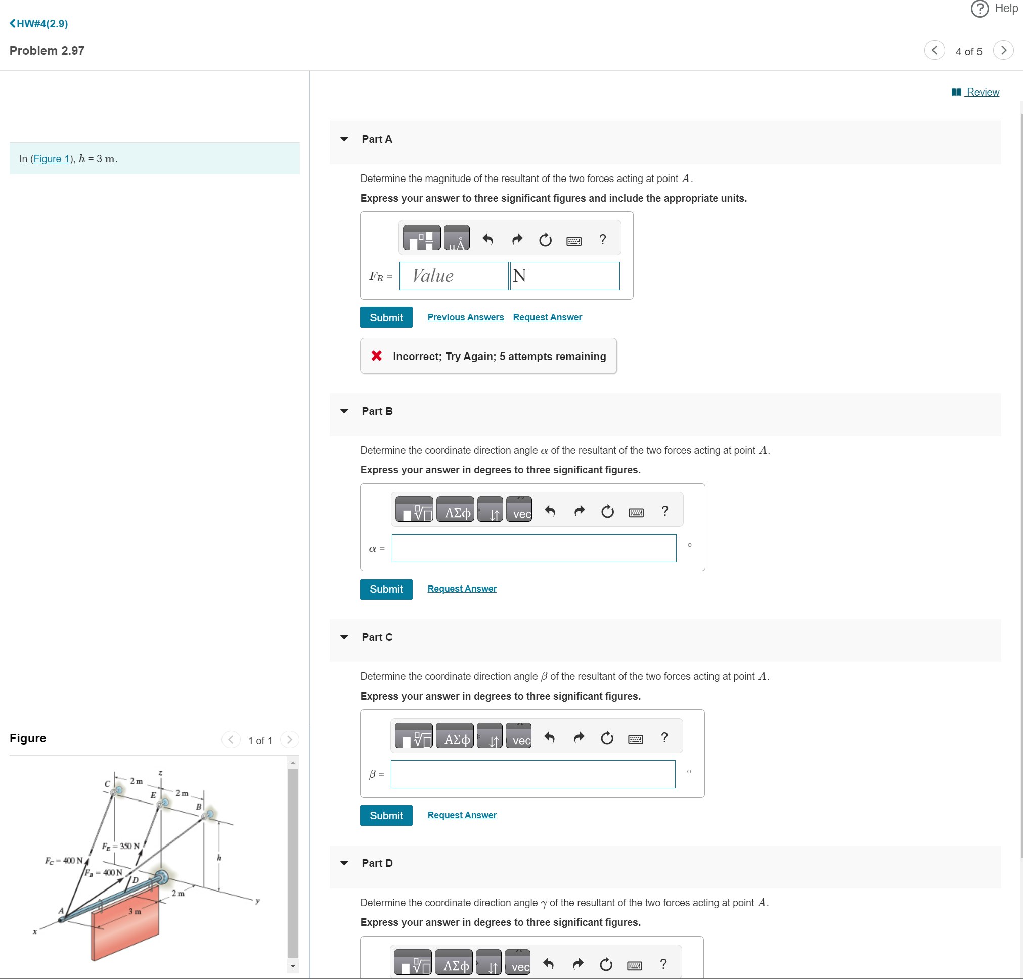 Solved In (Figure 1), h=3m.Previous AnswersRequest | Chegg.com