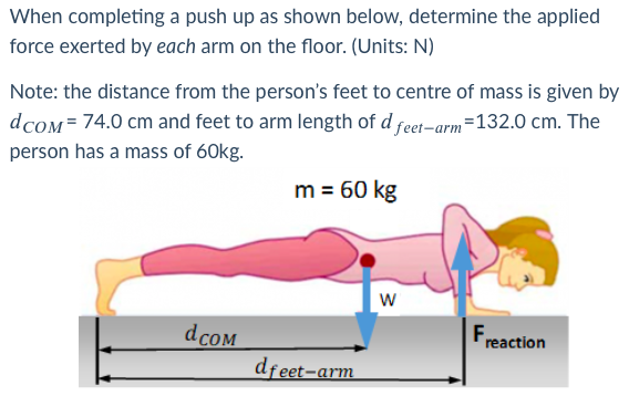 Solved When completing a push up as shown below, determine | Chegg.com