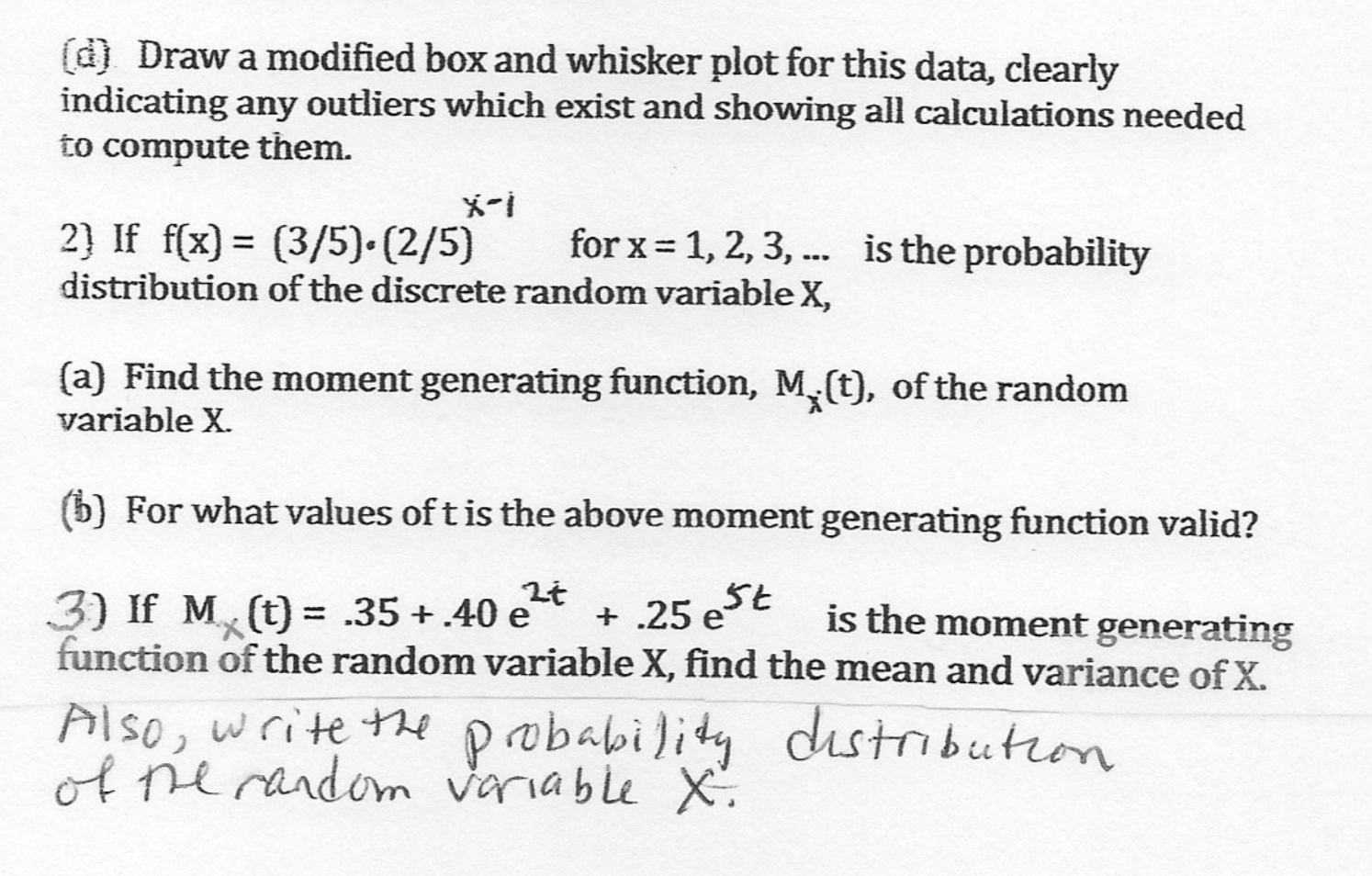 Solved (d) Draw a modified box and whisker plot for this | Chegg.com