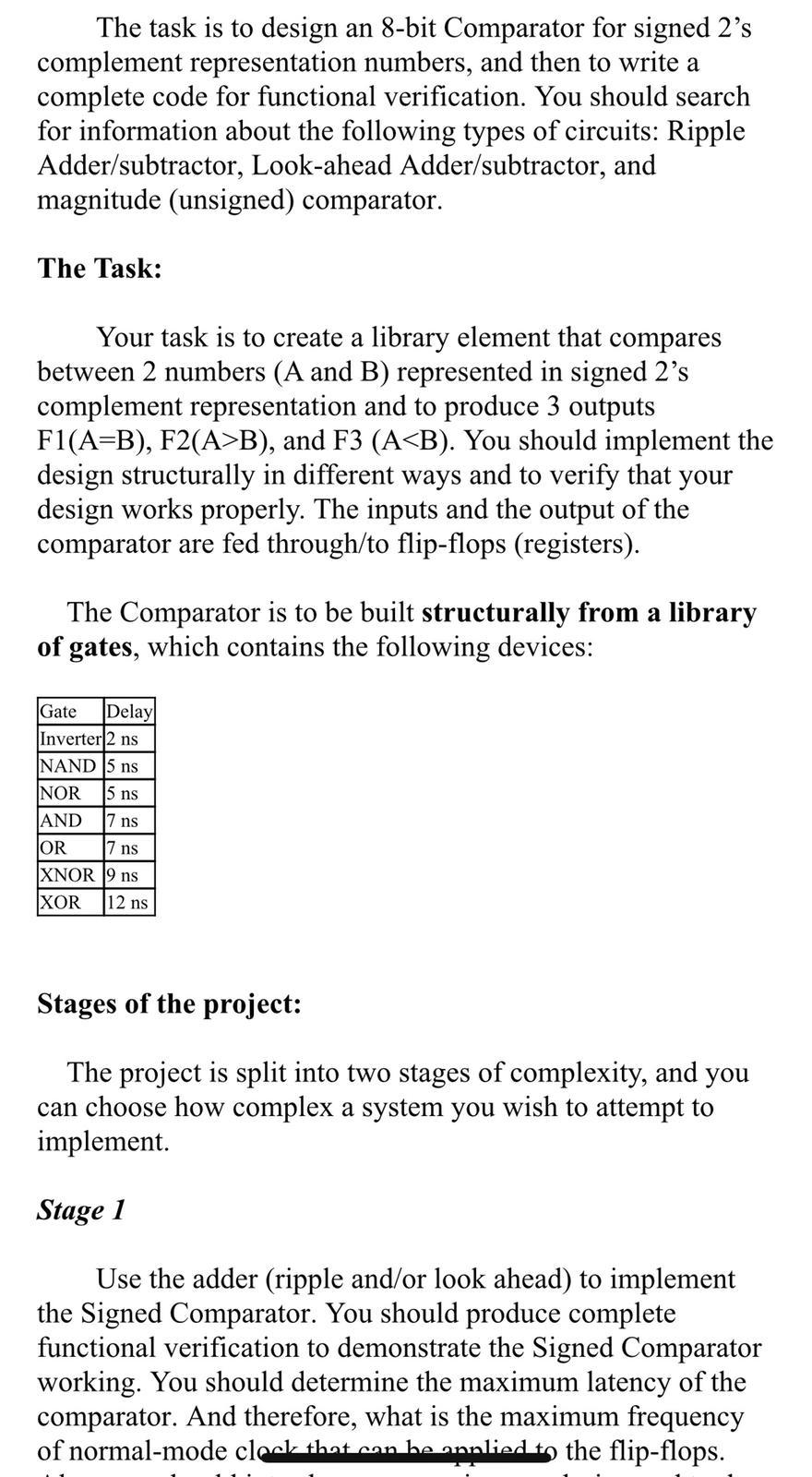 Solved The task is to design an 8-bit Comparator for signed | Chegg.com