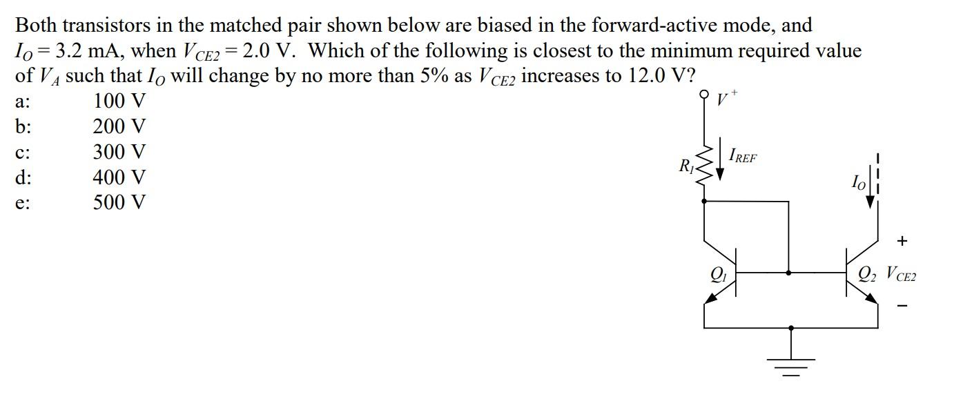 Solved a: Both transistors in the matched pair shown below | Chegg.com