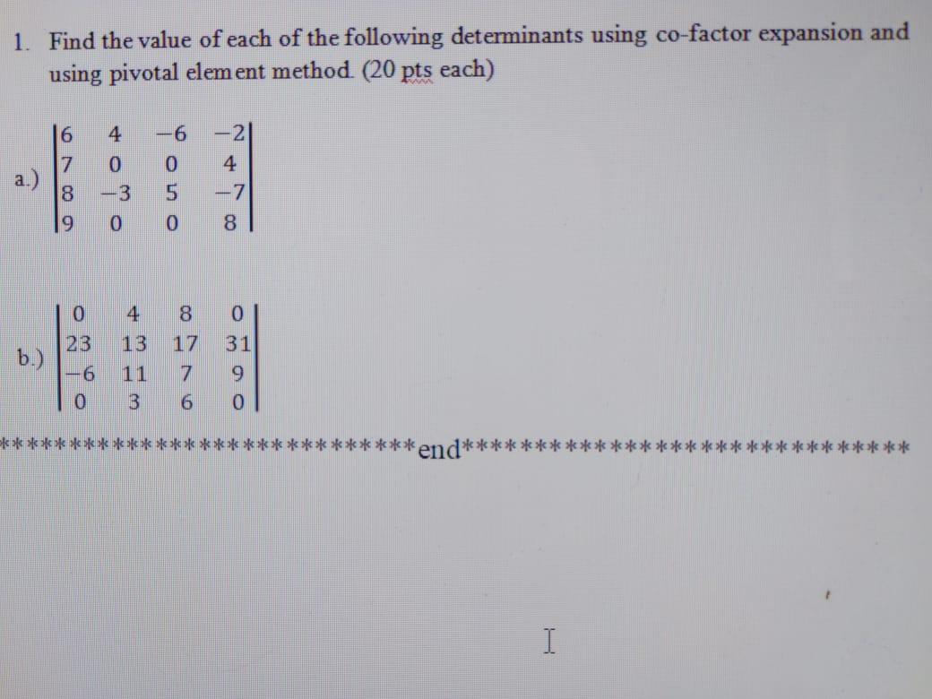 Solved 1. Find the value of each of the following | Chegg.com