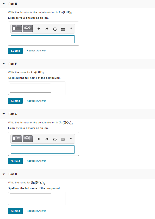 Solved Part A Write the formula for the polyatomic ion in | Chegg.com