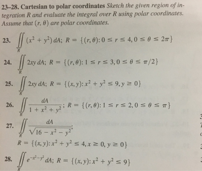 Solved 23-28. Cartesian to polar coordinates Sketch the | Chegg.com