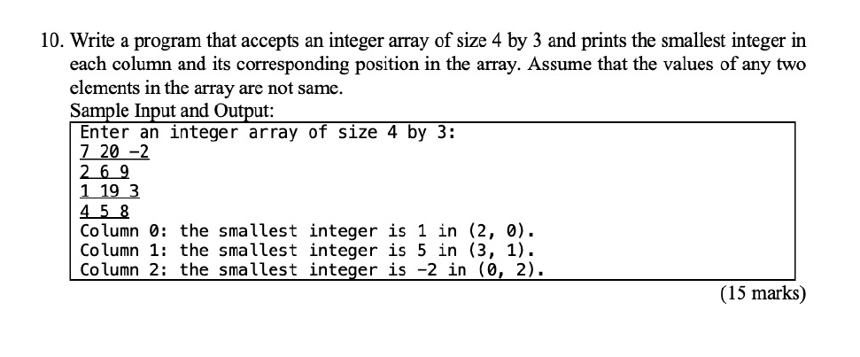 Solved 10 Write A Program That Accepts An Integer Array Of