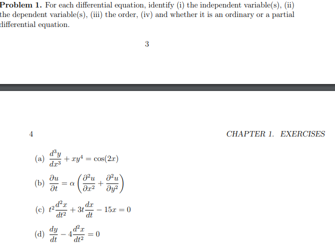 Solved Problem 1. For each differential equation, identify | Chegg.com
