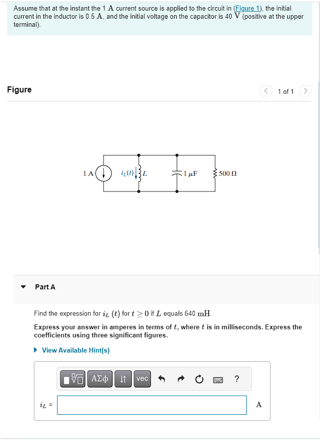 Solved Assume that at the instant the 1 A current source is | Chegg.com