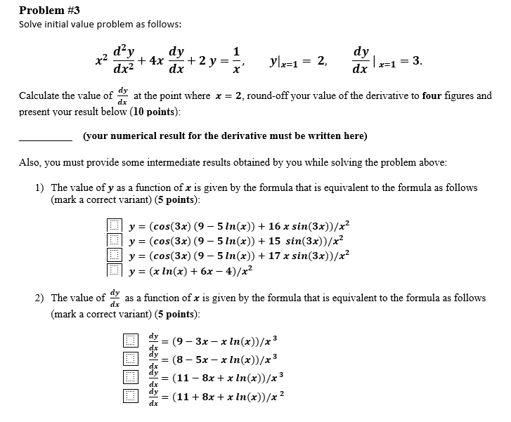 Solved Problem #3 Solve initial value problem as follows: 1 | Chegg.com