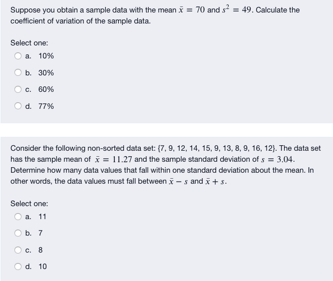 Solved Suppose you obtain a sample data with the mean x = 70 | Chegg.com