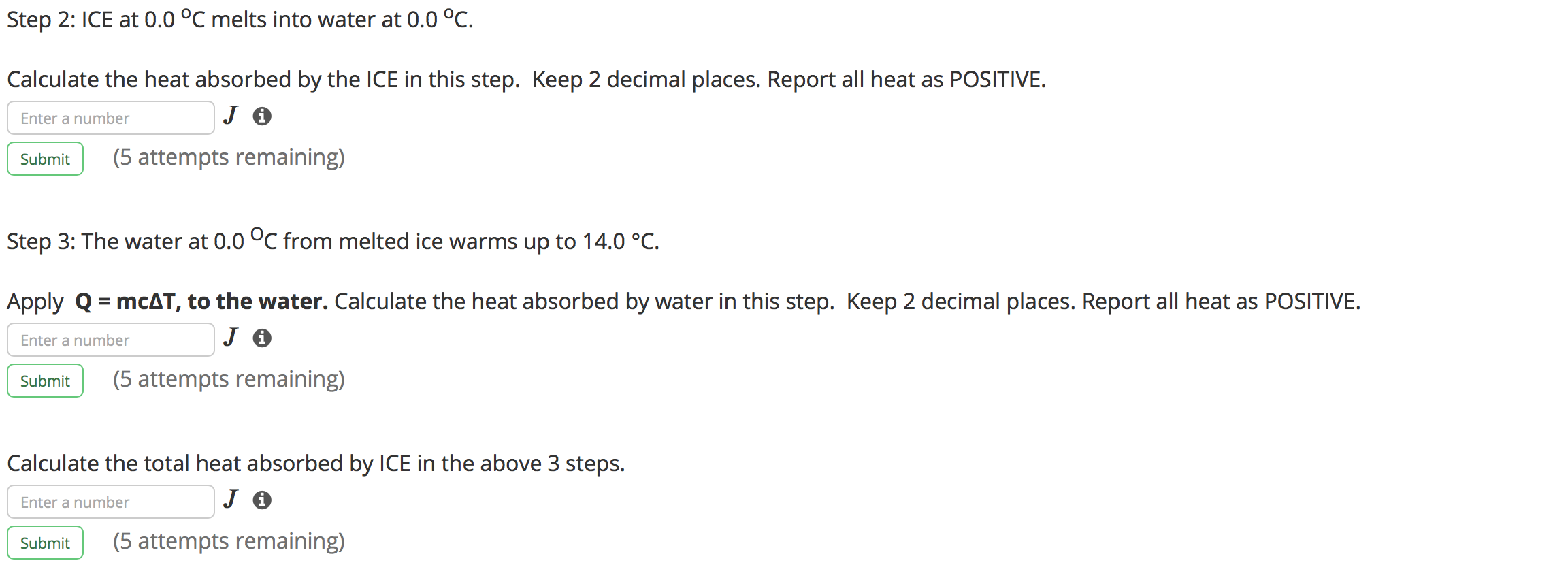 Solved Temperature Change and Phase Change - Specific Heat | Chegg.com