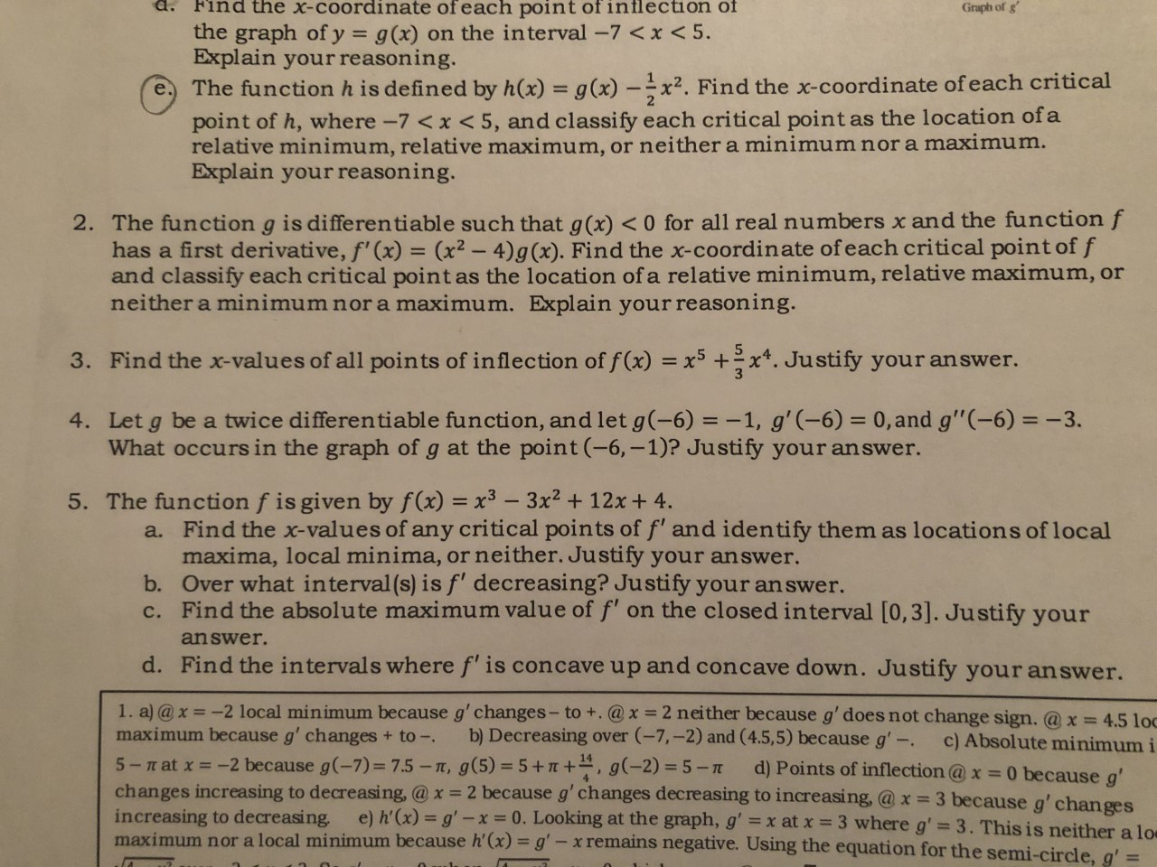 Solved A Find The X Coordinate Of Each Point Of Inflection