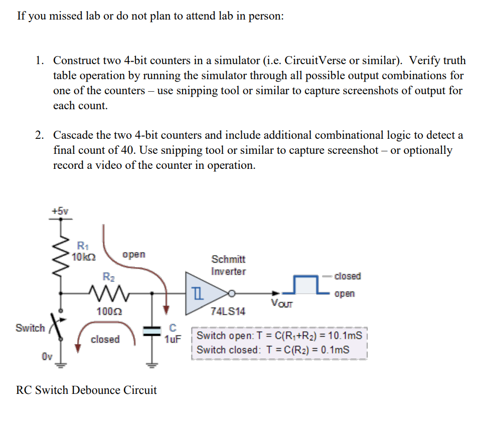 Solved If you missed lab or do not plan to attend lab in | Chegg.com