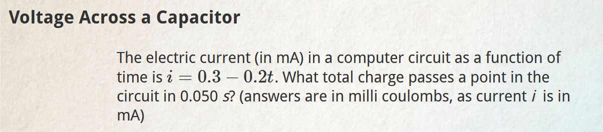 Solved Voltage Across a Capacitor = - The electric current | Chegg.com