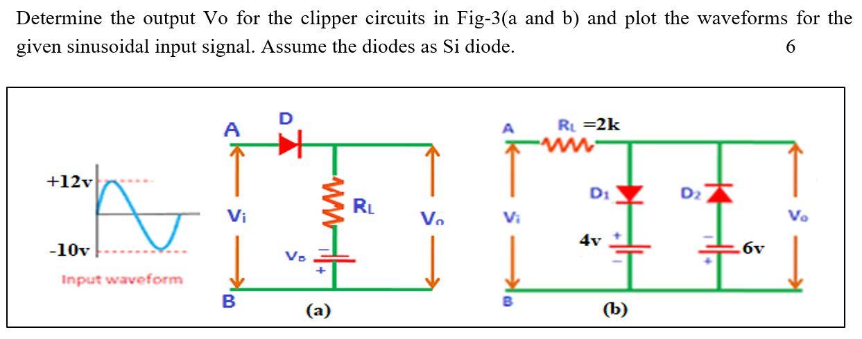 Solved Determine the output Vo for the clipper circuits in | Chegg.com