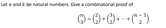 Solved Let n and k be natural numbers. Give a combinatorial | Chegg.com