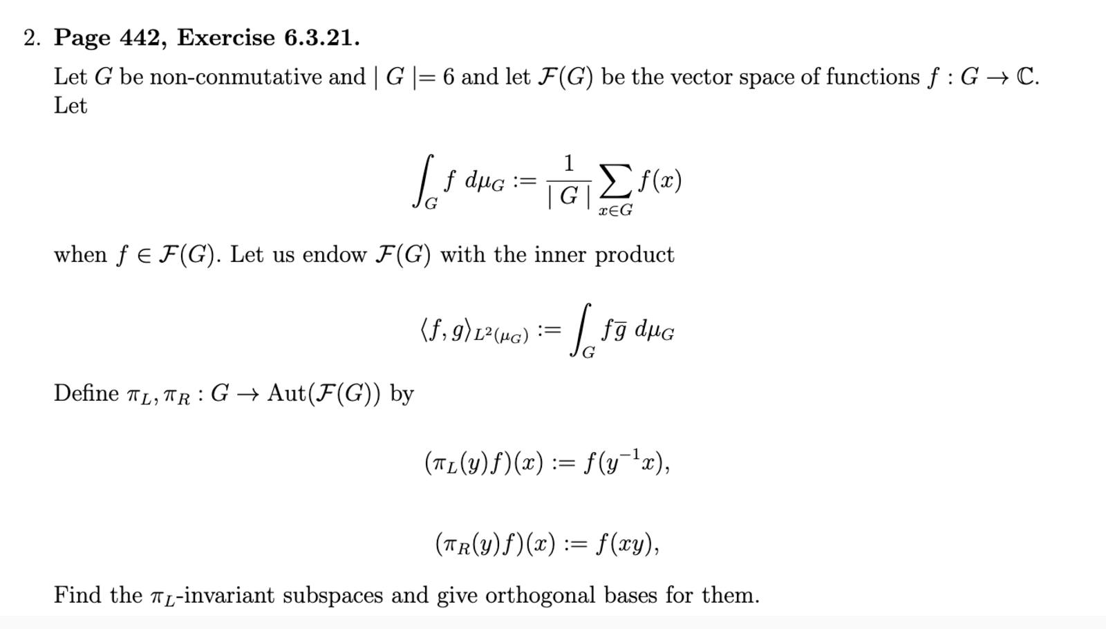 Solved by an EXPERT Page 442, ﻿Exercise 6.3.21.Let G be ﻿non-conmutative | Chegg.com