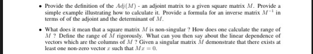 Solved Provide the definition of the Adi() an adjoint matrix | Chegg.com