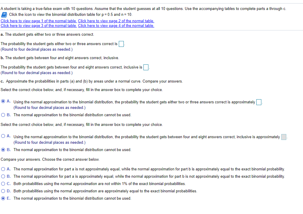 Solved A student is taking a true false exam with 10 | Chegg.com