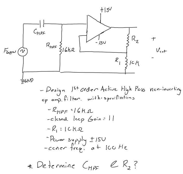 Solved - Design 1st order Active High Pass non-inverting op | Chegg.com