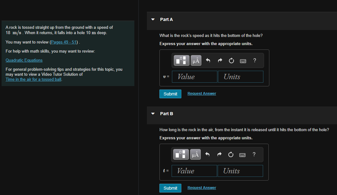 Solved A rock is tossed straight up from the ground with a | Chegg.com
