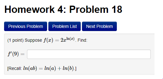 Solved Homework 4 Problem 4 Previous Problem Problem List