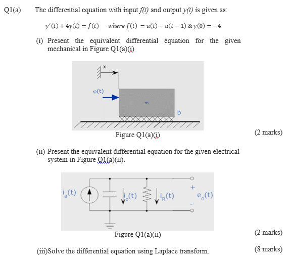Solved y′(t)+4y(t)=f(t) where f(t)=u(t)−u(t−1)&y(0)=−4 (i) | Chegg.com