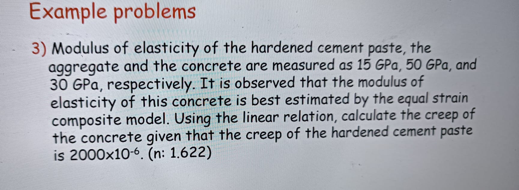 Solved Example problemsModulus of ﻿elasticity of ﻿the | Chegg.com