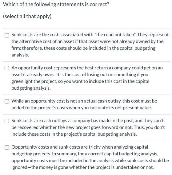 Solved Which of the following statements is correct? (select | Chegg.com