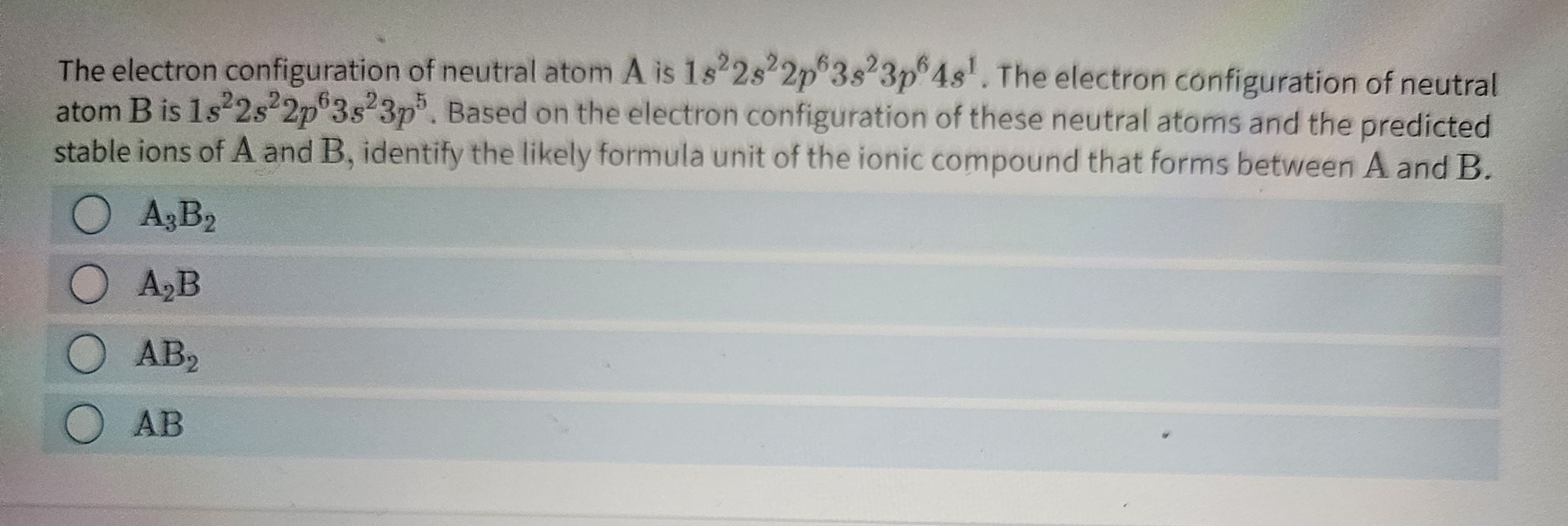 Solved The electron configuration of ﻿neutral atom | Chegg.com