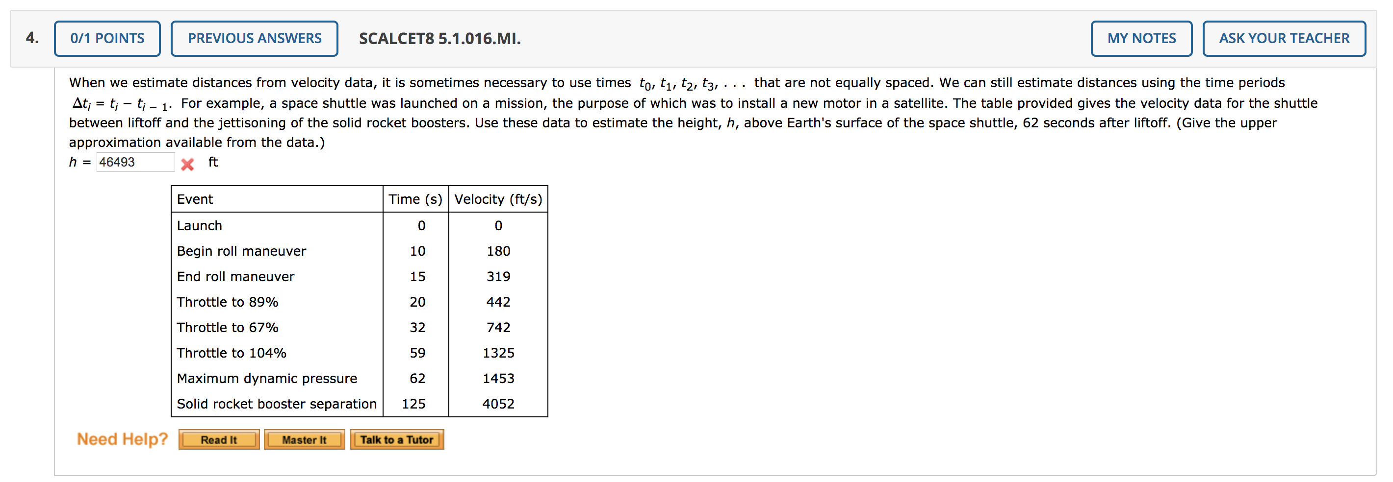 Solved | 0/1 POINTS || PREVIOUS ANSWERS SCALCET8 5.1.016.MI. | Chegg.com
