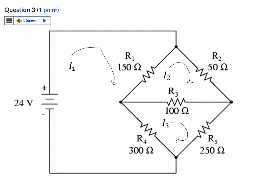 Question 3 (1 point) (1) ListenUse mesh analysis to | Chegg.com Question 3 (1 point) (1) ListenUse mesh analysis to | Chegg.com