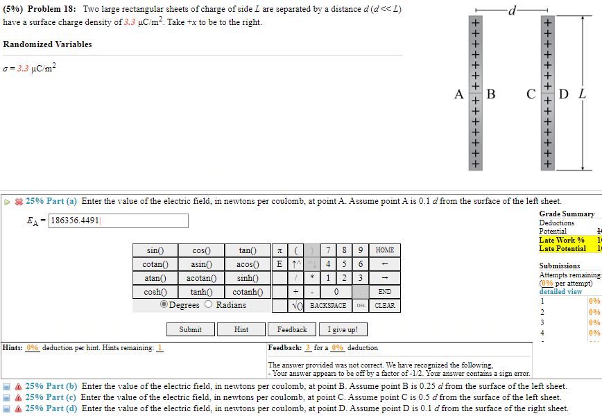 Solved (5\%) Problem 18: Two large rectangular sheets of | Chegg.com