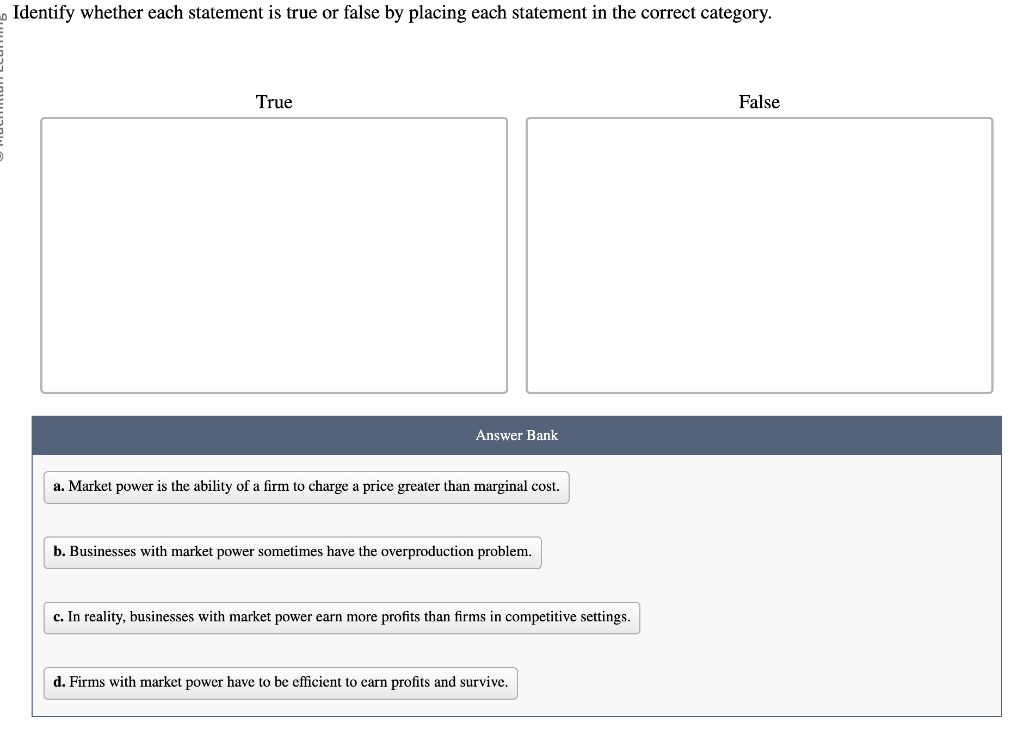 Solved Identify whether each statement is true or false by | Chegg.com Solved Identify whether each statement is true or false by | Chegg.com