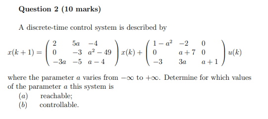 Solved Question 2 (10 marks) 9) ( A discrete-time control | Chegg.com