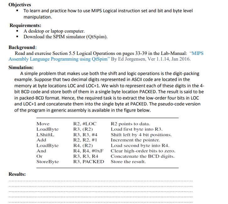 Solved Objectives - To learn and practice how to use MIPS | Chegg.com