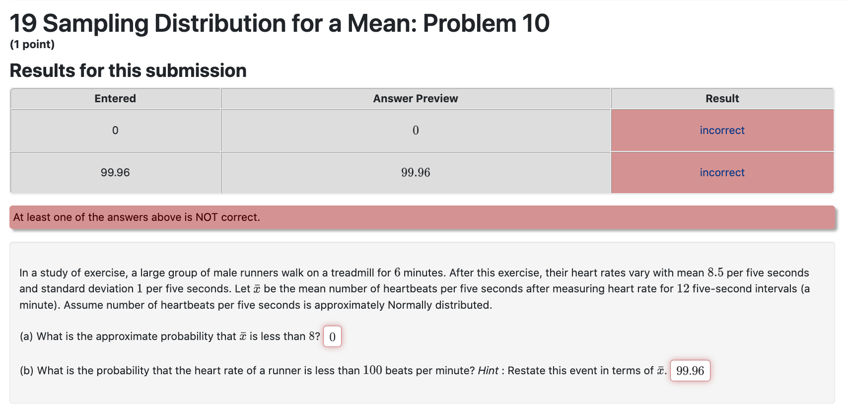 Solved 19 Sampling Distribution for a Mean: Problem 10 (1 | Chegg.com