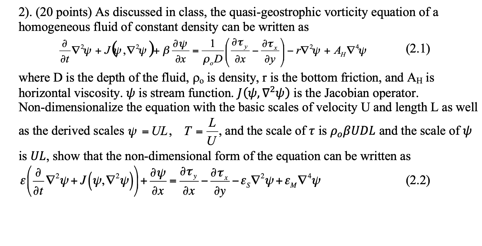 2). (20 points) As discussed in class, the | Chegg.com