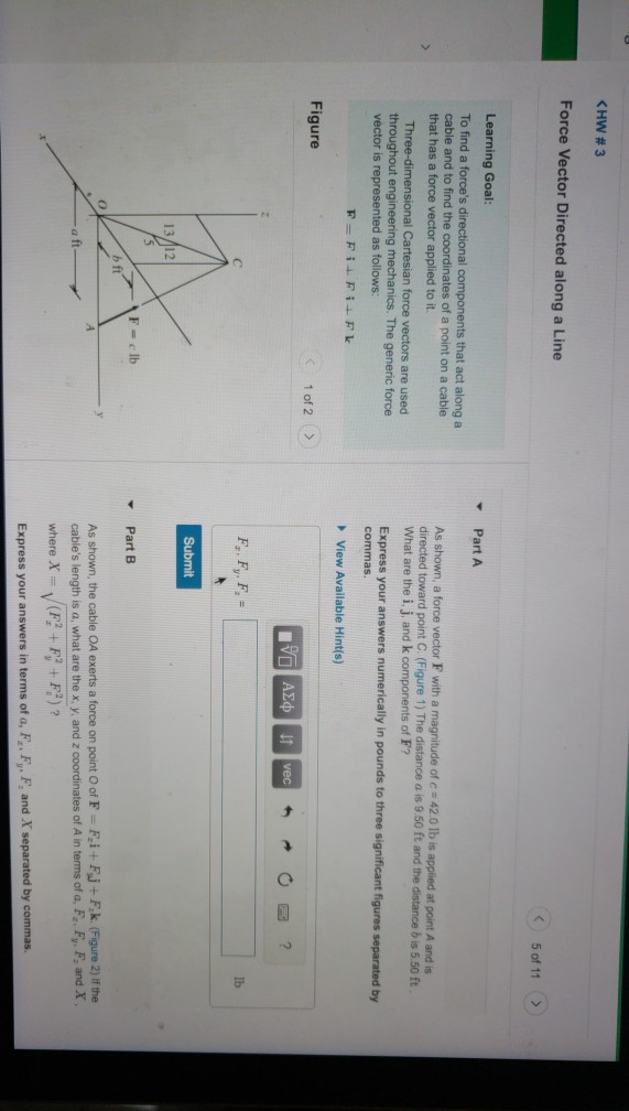 Solved HW # 3 Force Vector Directed along a Line 5 of 11> | Chegg.com