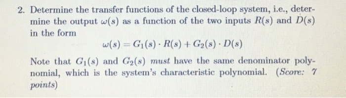 Solved 2. Determine the transfer functions of the | Chegg.com