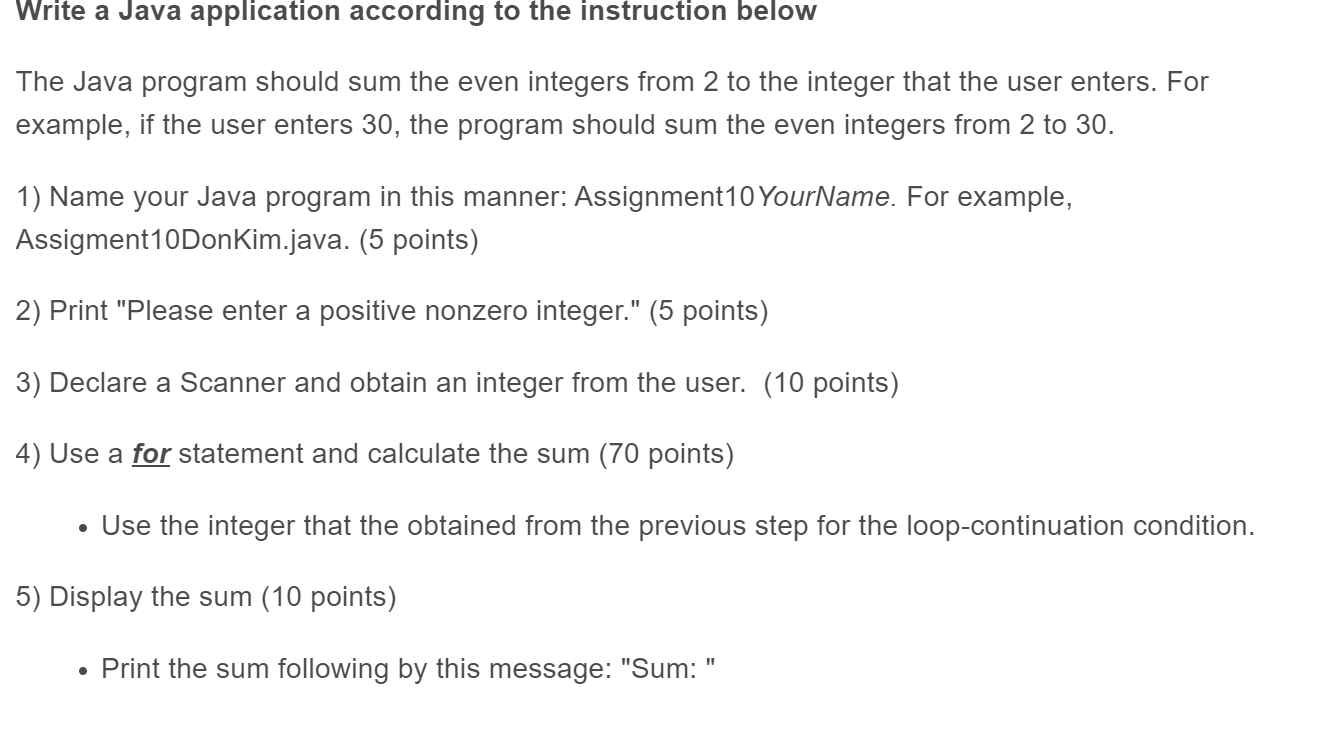 Solved Write a Java application according to the instruction | Chegg.com