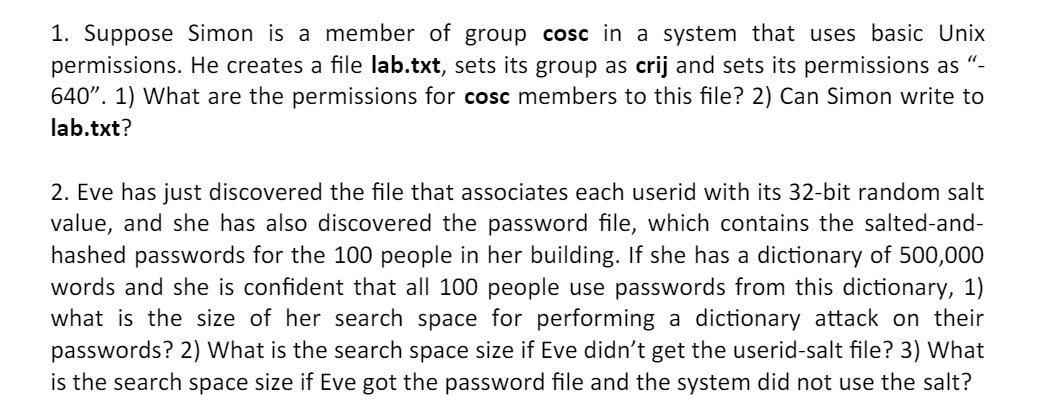 Solved 1. Suppose Simon is a member of group cosc in a | Chegg.com