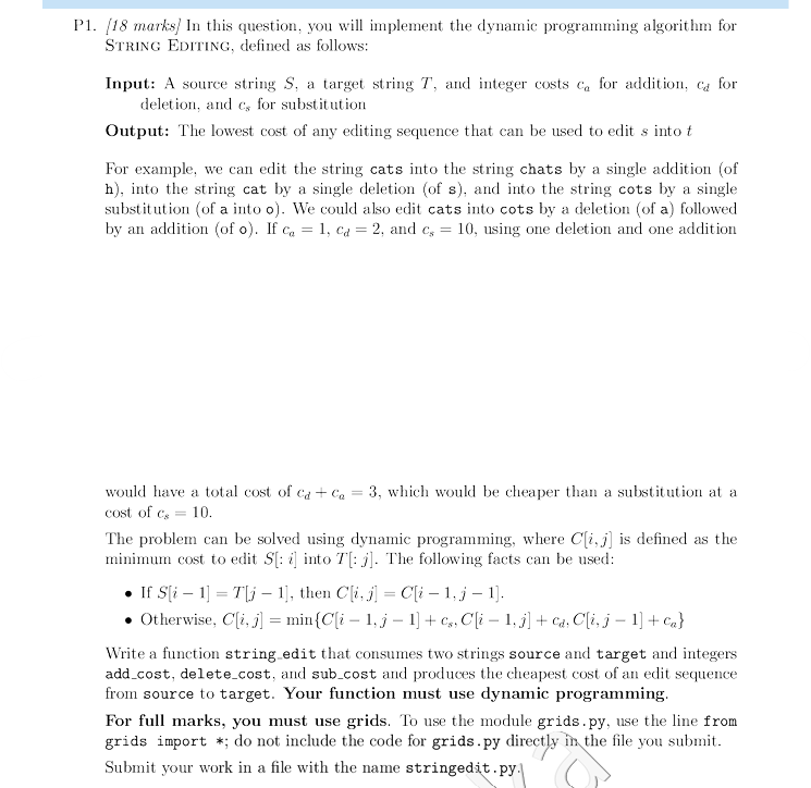 Solved P1. [18 ﻿marks] In ﻿this question, you will implement | Chegg.com