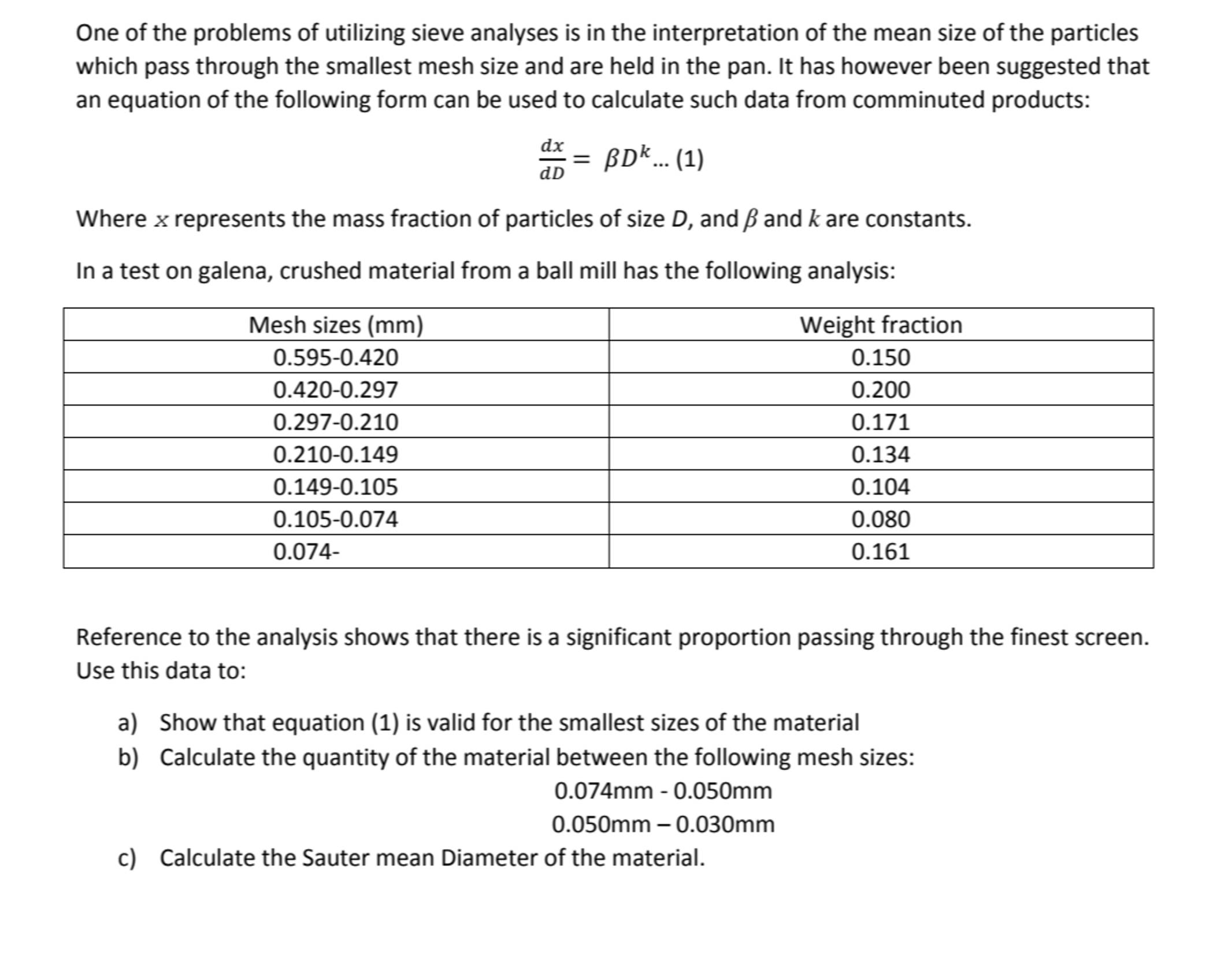 Solved One of the problems of utilizing sieve analyses is in | Chegg.com