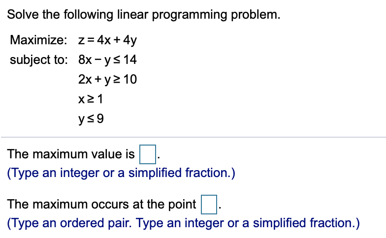 Solved Solve the following linear programming problem. | Chegg.com